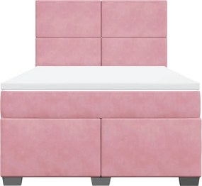 Box spring postel s matrací růžová 160x200 cm samet 3293253