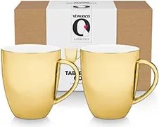 vtwonen Gold set 2 hrnečků 250 ml - zlaté (Luxusní zlaté porcelánové hrnky 250 ml)
