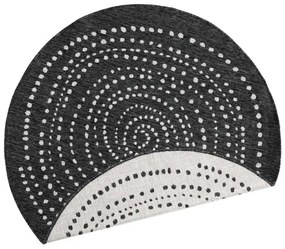 NORTHRUGS - Hanse Home koberce Kusový koberec Twin-Wendeteppiche 103109 schwarz creme kruh – na ven i na doma - 200x200 (průměr) kruh cm