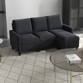 HOMCOM Rohová látková sedací souprava ve tvaru L s oboustranným lehátkem, sedací souprava lněná tmavě šedá 197x139x91cm do obývacího pokoje | Aosom.de