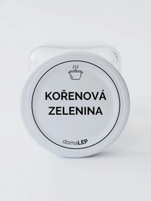 Samolepka na kořenky KOŘENOVÁ ZELENINA průhledná 5 cm tučné písmo