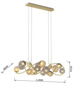 Wofi 7015-1404 - LED Lustr na lanku METZ 14xG9/3,5W/230V zlatá/šedá