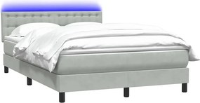 Box spring postel s matrací a LED světle šedá 160x210 cm samet 3317271