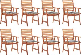 vidaXL Zahradní jídelní židle 8 ks s poduškami masivní akáciové dřevo [3078378] Barva: Vzor šedá kostka