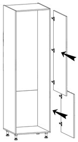 ASPEN gr | skříňka D60ZL pro vestavnou lednici | PRAVÁ | šedá lesk