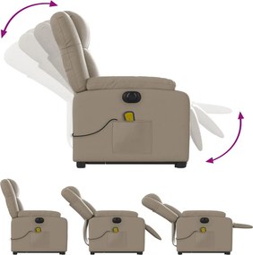 Elektrické zvedací masážní polohovací křeslo cappuccino koženka 3205177