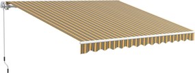 Skládací markýza Outsunny s ručním kličkou 3,5 x 2,5 m Žlutá Šedá Hliník Polyester Ochrana proti slunci | Aosom