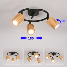 Brilagi - Bodové svítidlo MODERN WOOD 3xGU10/8W/230V kaučukovník/černá