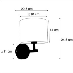 Klasická nástěnná lampa zlatá s černým sametovým stínítkem - Combi