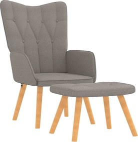 Relaxační křeslo se stoličkou taupe textil 327543