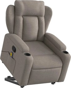 Zvedací masážní polohovací křeslo taupe textil 3204502