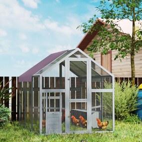 PawHut Výběh pro kuřata, kurník s vodotěsnou střechou, 2 hnízdní boxy, 2 hnízda, pro 6-8 kuřat, cca 1,7 x 1,8 x 1,8 m