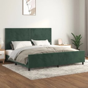 vidaXL Rám postele s čelem tmavě zelený 200x200 cm samet