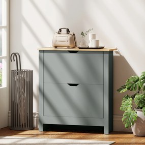 HOMCOM Botník se 2 sklápěcími přihrádkami, nastavitelná přepážka pro 8-12 párů bot, 72 x 26 x 80 cm, světle šedý