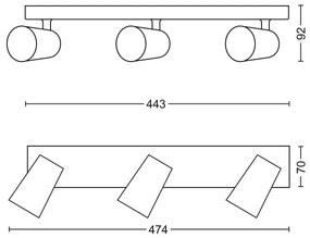 Philips 50573/48/PN - Bodové svítidlo MYLIVING PAISLEY 3xGU10/5,5W/230V