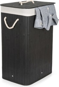 Koš na prádlo G21 72 l, bambusový černý s bílým košem [63555152]