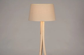 Stojací designová lampa Arbon Taupe and Natur Wood