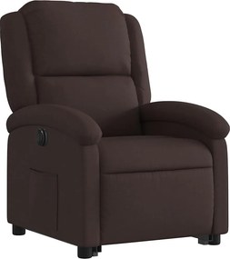 Elektrické zvedací polohovací křeslo tmavě hnědé textil 3204193