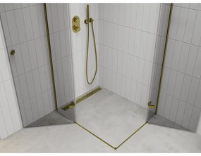 Mexen Roma Duo sprchový kout s otočnými dveřmi 90 x 80 cm, Průhledné, Zlatá - 854-090-080-50-00-02