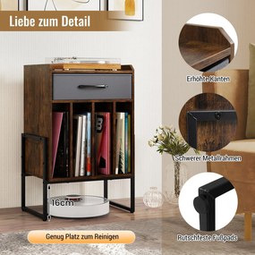 Costway Stojan na gramofonové desky Vinylová police s 4 přihrádkami na 160 alba