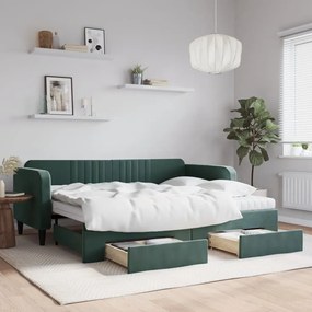 Válenda s přistýlkou a zásuvkami tmavě zelená 90 x 200 cm samet 3197137