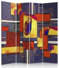 Ozdobný paraván Barevná abstrakce - 145x170 cm, čtyřdílný, obustranný paraván 360°
