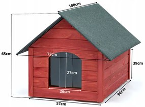 Zateplená bouda pro psa L - 100 cm x 72 cm x 65 cm