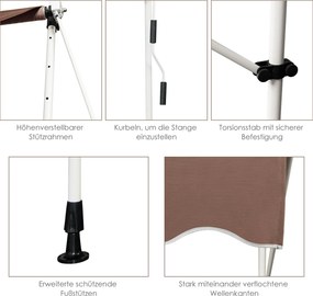 Costway 250 cm široká příchytná markýza bez vrtání, balkonová