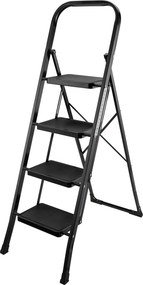 Skládací schůdky Wiltec – 150 kg, černá (66151)