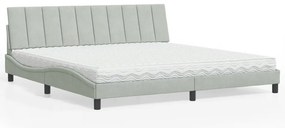 Postel s matrací Hanko světle šedá 200 x 200 cm samet 3208616
