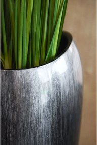 Exkluzivní květináč DELUXE, sklolaminát, výška 81 cm, černo/stříbrný lesk
