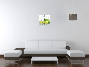 Gario Obraz s hodinami Zelená limetka Rozměry: 30 x 30 cm