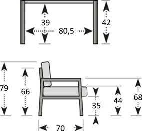 Doppler BELLARIA LOUNGE zahradní sedací souprava 2+1+1 černá/šedá