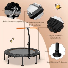 Costway Φ117 cm Skládací mini trampolína s výškově nastavitelným madlem dětská