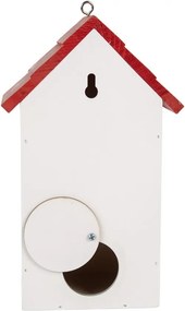 Bílo-červená dřevěná ptačí budka s beruškami Birdhouse - 15*10*22 cm