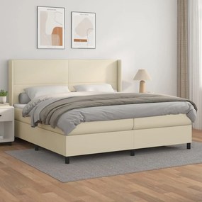 Box spring postel s matrací krémová 200x200 cm umělá kůže 3132401