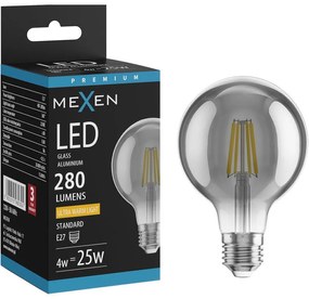 Mexen Vintis LED filamentová žárovka E27, G80, 4W, Teplá - 2200K, 280 lm, kouřová - L155-E27-0422-70