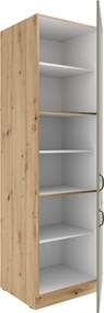 STILO ac | vysoká skříňka 60 DK-210 2F potravinová s policemi | 60 cm | UNI dvířka | artisan/světle šedá