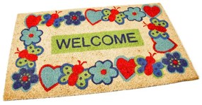 Kokosová vstupní rohož Welcome - Cheerful - 75 x 45 x 1,7 cm