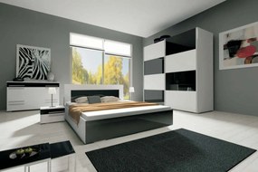 ložnice HAVANA II - komplet  - skříň 240 cm - bílý/šedý lesk