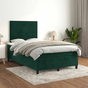 Box spring postel s matrací tmavě zelená 120x190 cm samet 3269986