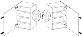 LARA wh | horní skříňka 50G-90 1F s policemi | 50 cm | UNI dvířka | VYSOKÁ | bílá lesk