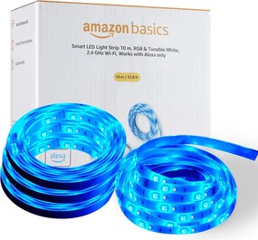 Barevná Led páska 10 m Rgb WiFi Amazon Basics 2.4 GHz Works s Alexou