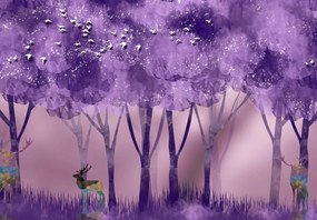 Fototapeta - Jeleni v magickém lese (245x170 cm)