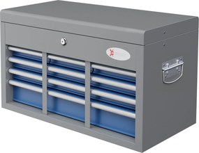 DURHAND Metalová Toolbox se 6 zásuvkami a 1 horním tácem, uzamykatelná se 2 klíči, 2 rukojeti, modrá