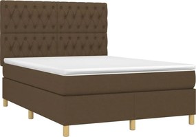 Box spring postel s matrací tmavě hnědá 140x190 cm textil 3142572
