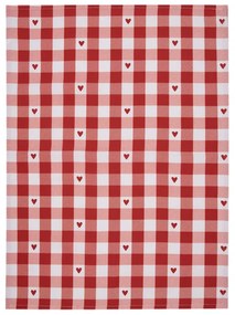 Červeno-bílá bavlněná utěrka se srdíčky Love It II – 50x70 cm
