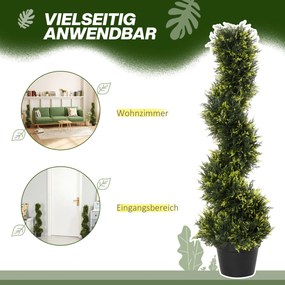 Outsunny Sada 2 velkých umělých cedrových stromů 90 cm – umělá rostlina, plastové umělé cedrové rostliny v květináčích, spirálová rostlina realistick…