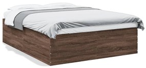 Rám postele hnědý dub 160 x 200 cm kompozitní dřevo