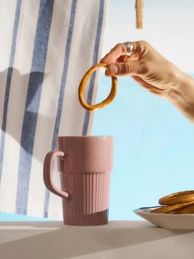 Sinsay - Keramický hrnek s žebrovaným vzorem - růžová